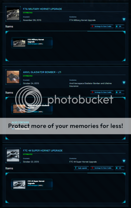 [WTS] F7A Military Upgrade, F7M-C Super Hornet Upgrade, Anvil Gladiator ...