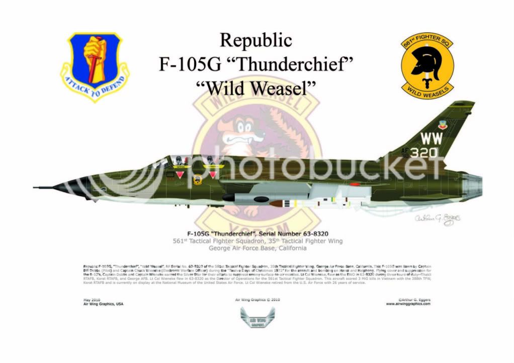 F-105G, "Thunderchief", 561st TFS, 35th TFW, 1972 - Aviation Art - ARC ...